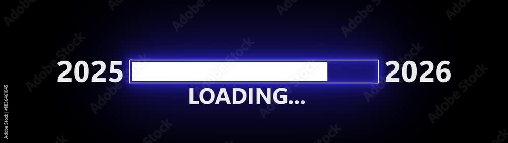 Neon loading bar progress from 2025 to 2026 new year concept animation ...