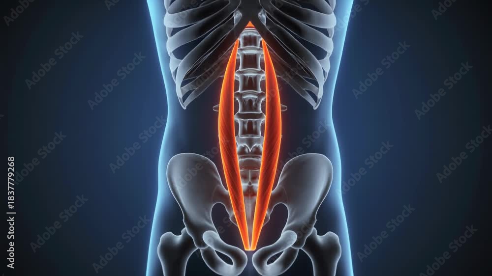 Anatomical Animation of the Psoas Major Muscle and Lumbar Spine Stock ...