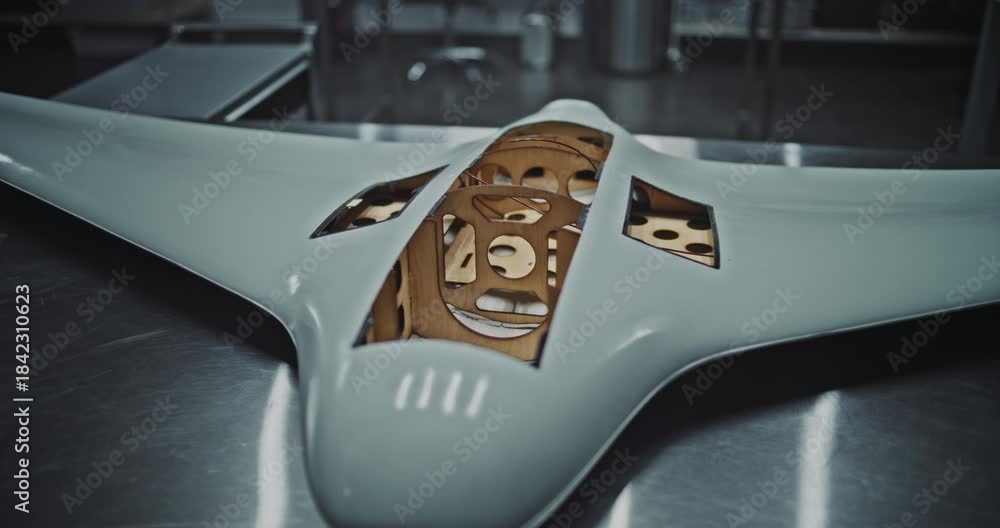 Close Up of Large UAV Open Fuselage, Revealing Lightweight Internal ...