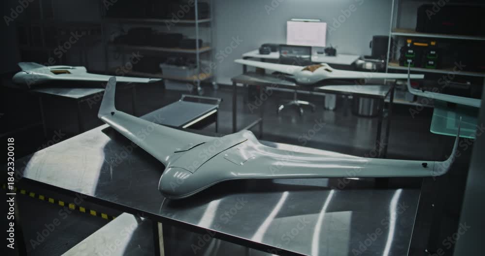 Flying Wing Design Multiple Tactical UAV on Production Tables. Several ...