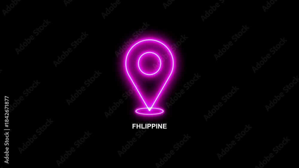 Glowing GPS Map Pointer of Philippine, Modern Navigation Marker, Neon ...