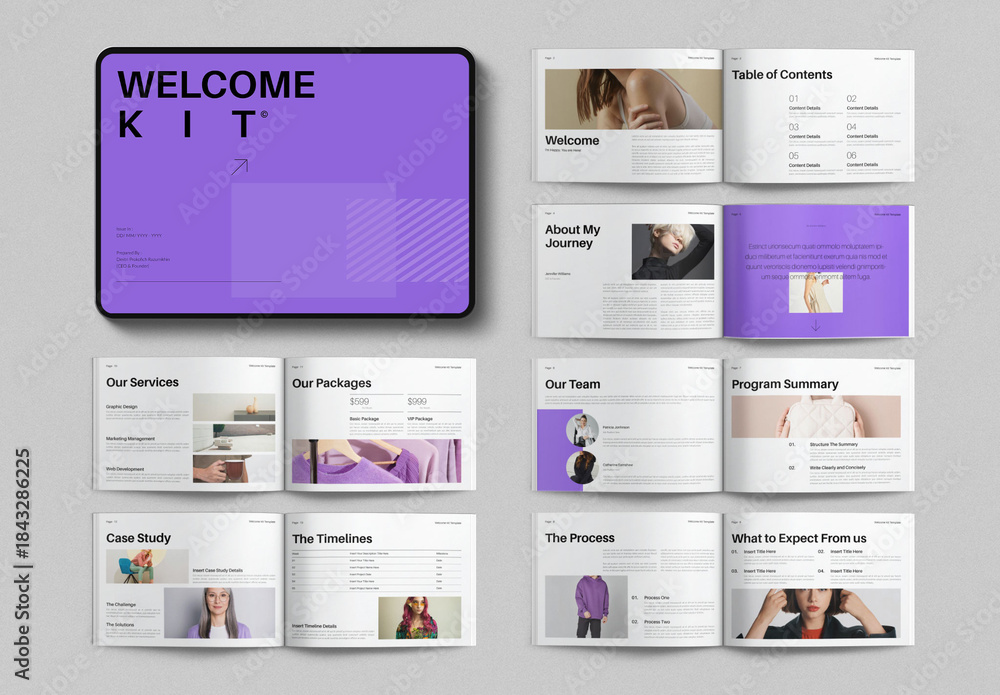 Digital Welcome Kit Template Landscape Stock Template | Adobe Stock