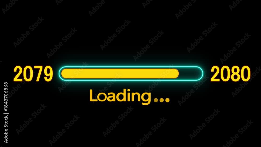 Loading bar animation with year transition 2079 to 2080. New year 2080 ...