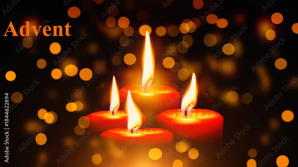 4th advent with burning candles and the German text Happy Advent ...