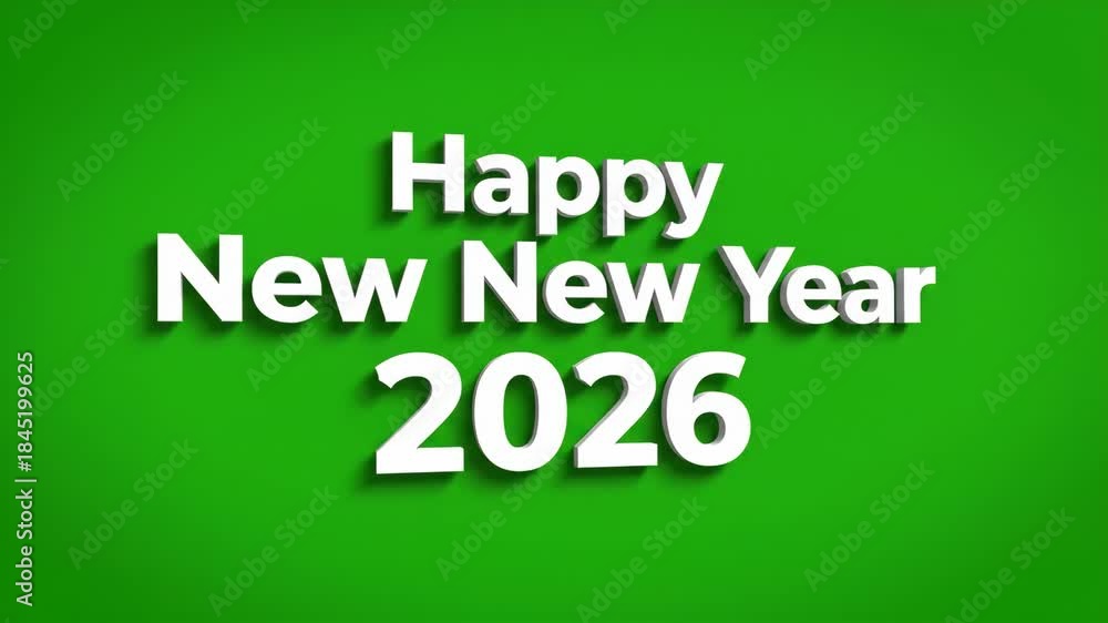 Happy New Year 2026 Text on Green Background Stock Video | Adobe Stock