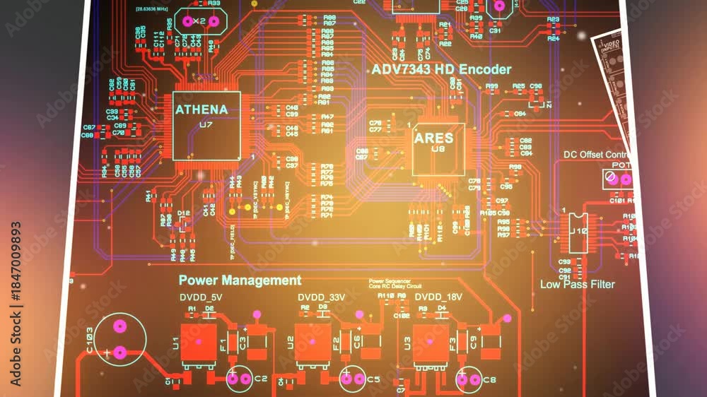 Video animation with printed circuit board of electronic device ...