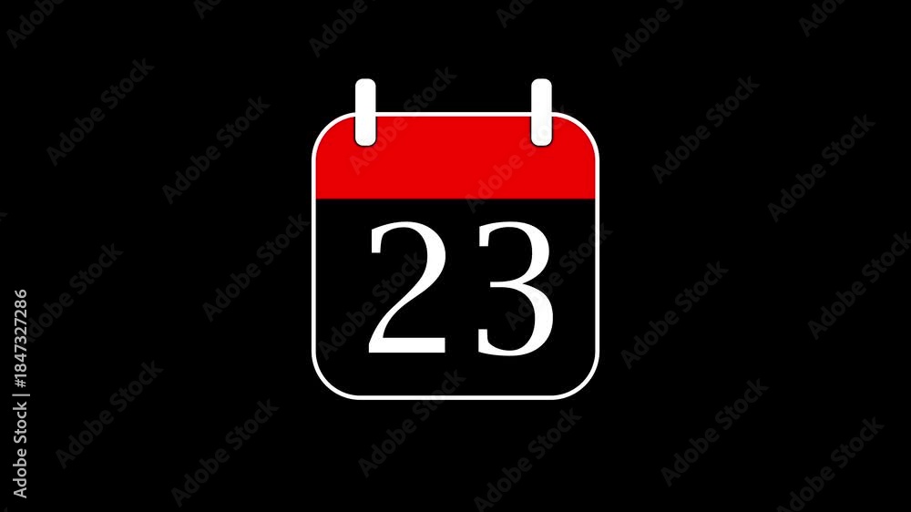 The Calendar Flips 2D Cartoon Animation. Alpha Channel. Calendar Date ...