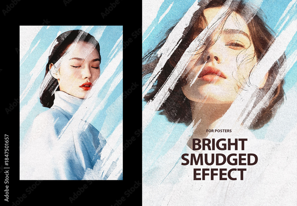 Paint Stroke Poster Photo Effect Mockup Stock Template | Adobe Stock