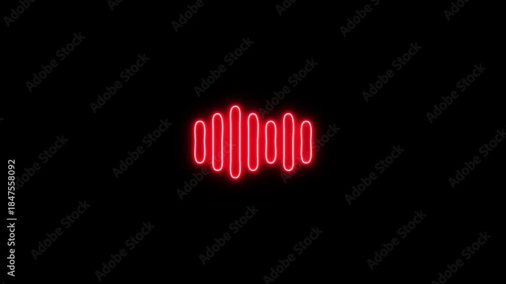 Neon sound wave animation 4k black background. audio visualization loop ...