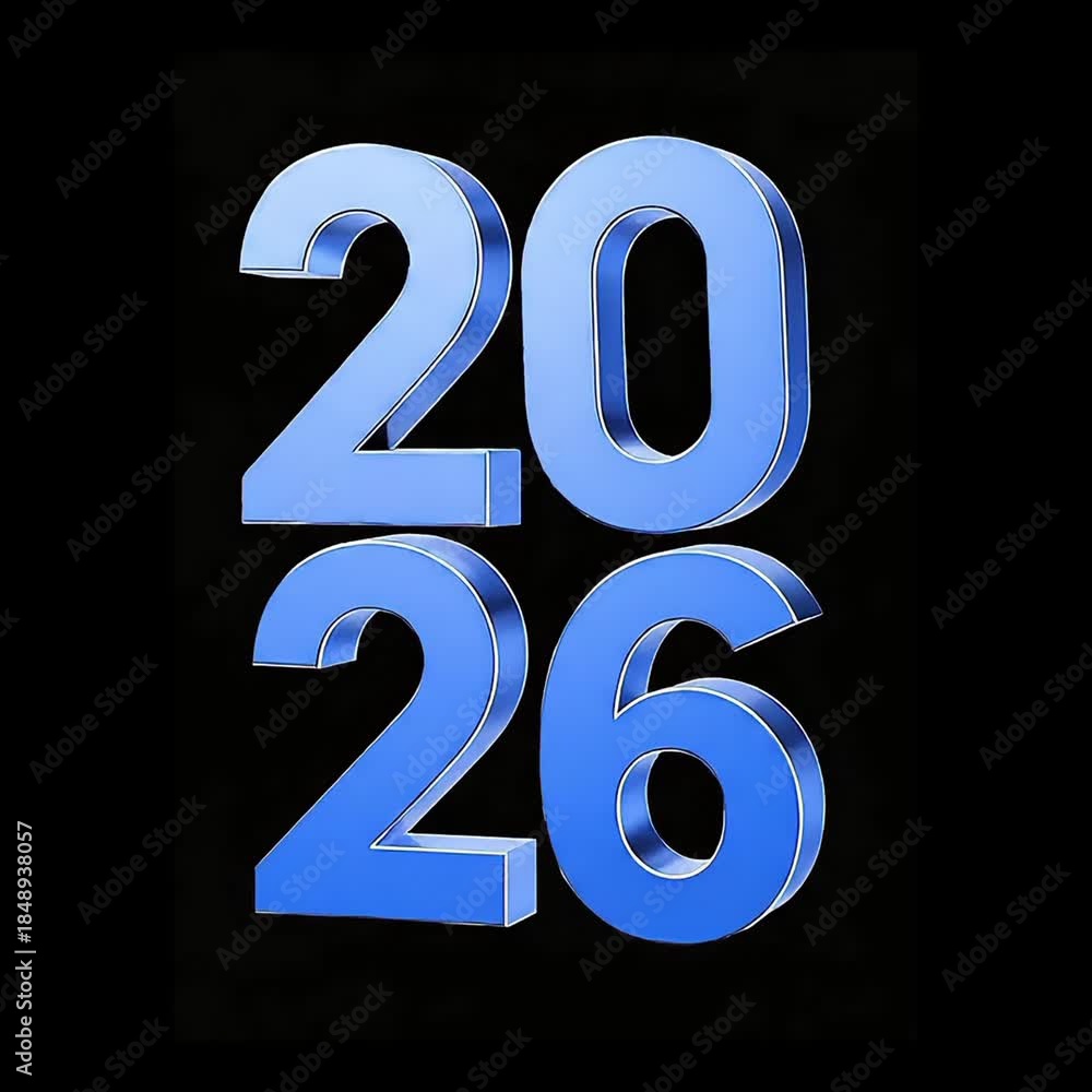 2026 Blue 3D Bouncing Numbers Animation Video Stock ビデオ | Adobe Stock