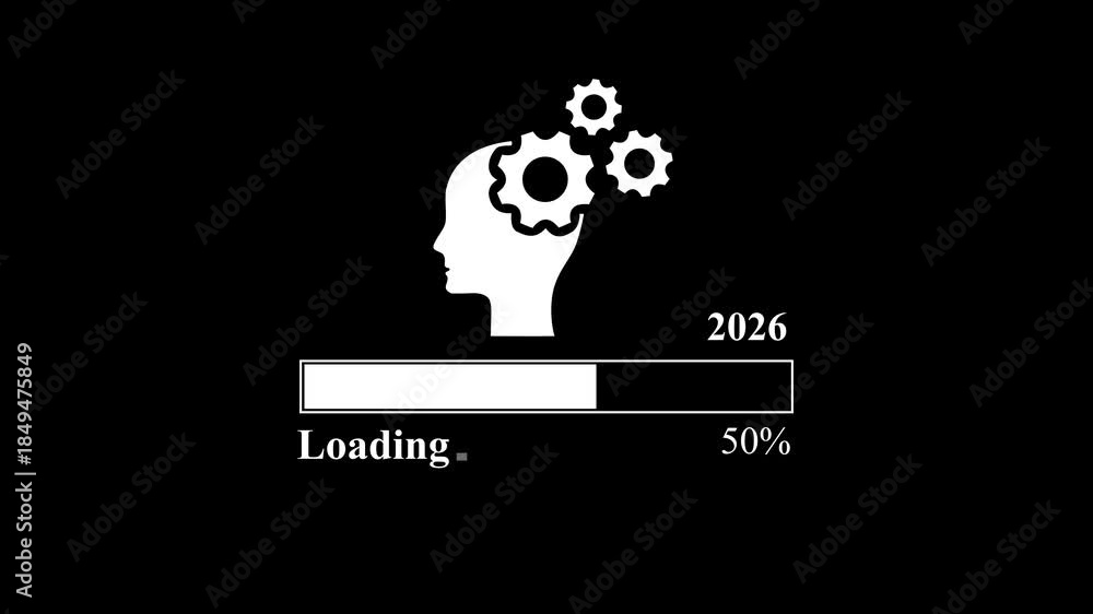 Brain Loading Bar 2026 Animation with Human Mind Thinking Process and ...