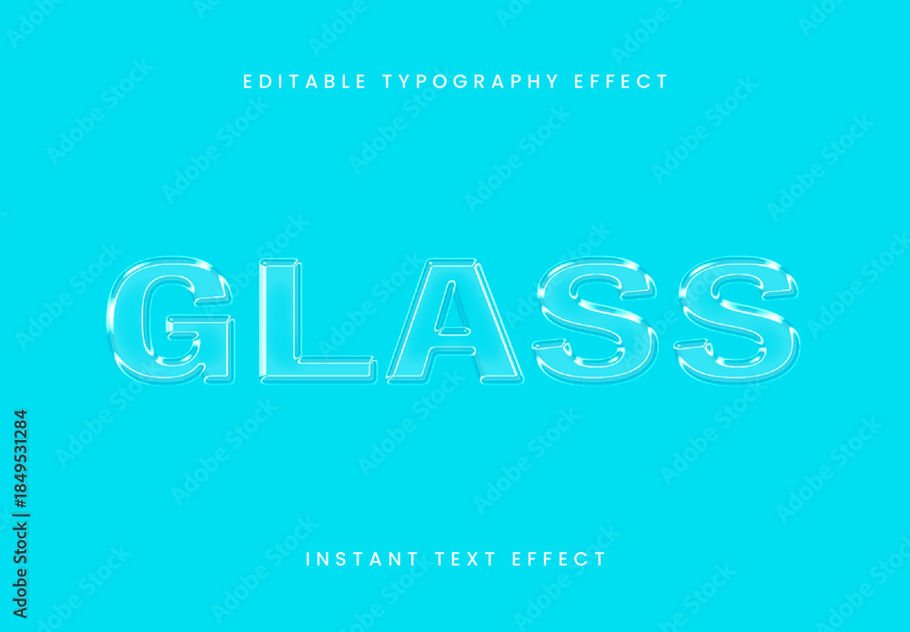 Blue Transparent Glass Text Effect Clear Shiny Font Stock Template ...