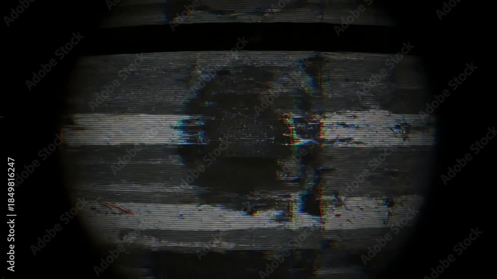 Distorted Glitching Screen Overlay with Static Noise and Pixelated ...
