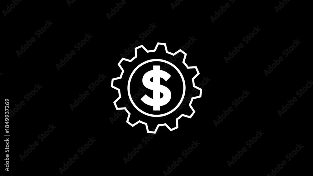 Dollar icon animation on black background. US currency business money ...