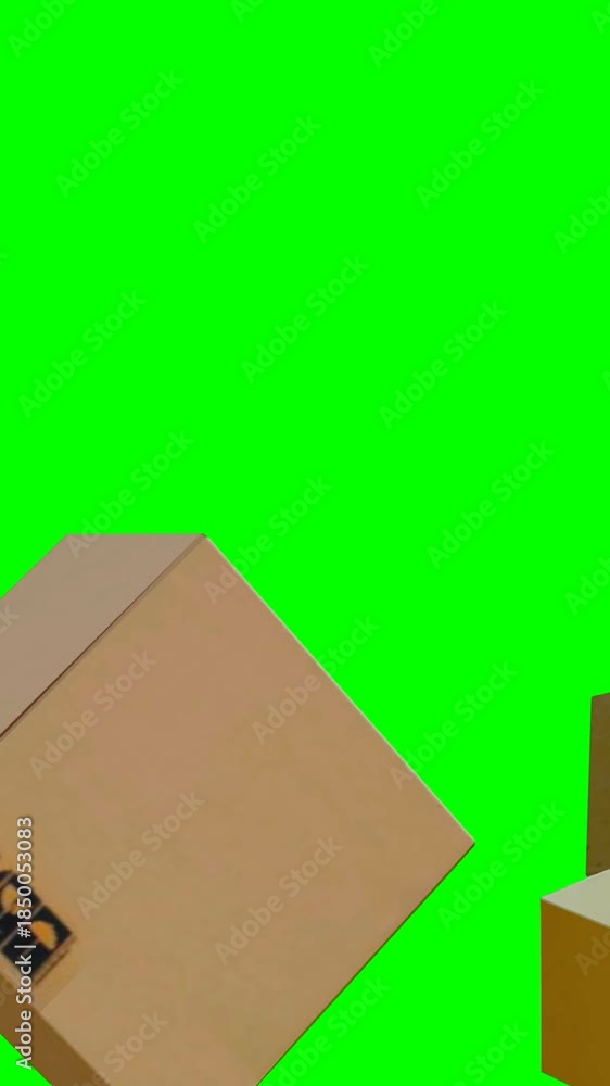 Cardboard box opening on green screen vertical background. 4K cardboard ...