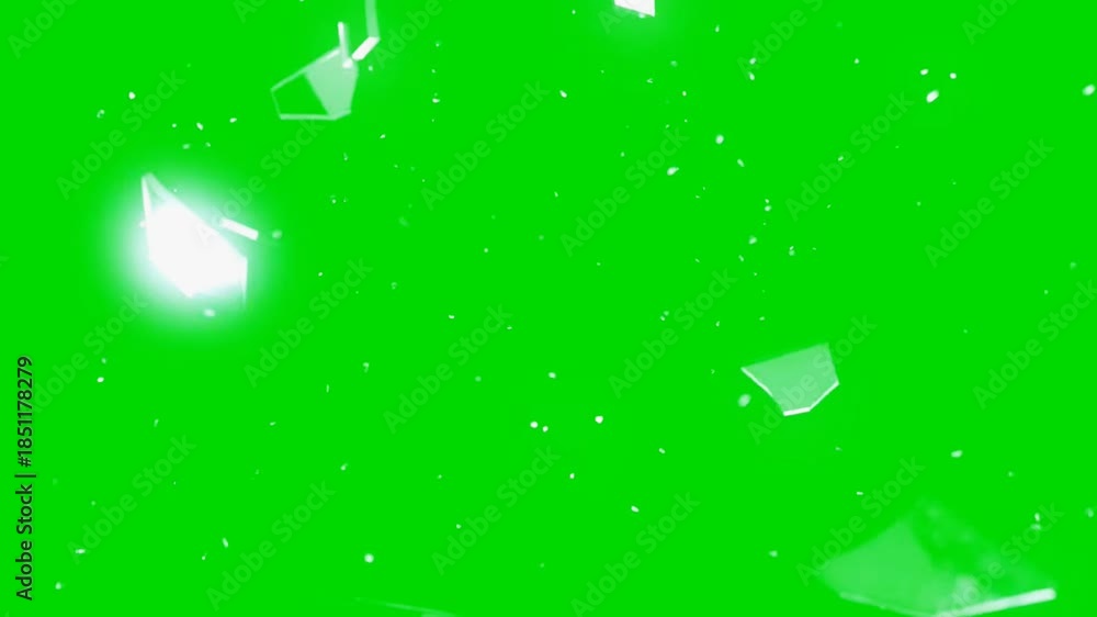 Dynamic explosion of a glass shattering on green screen background high ...