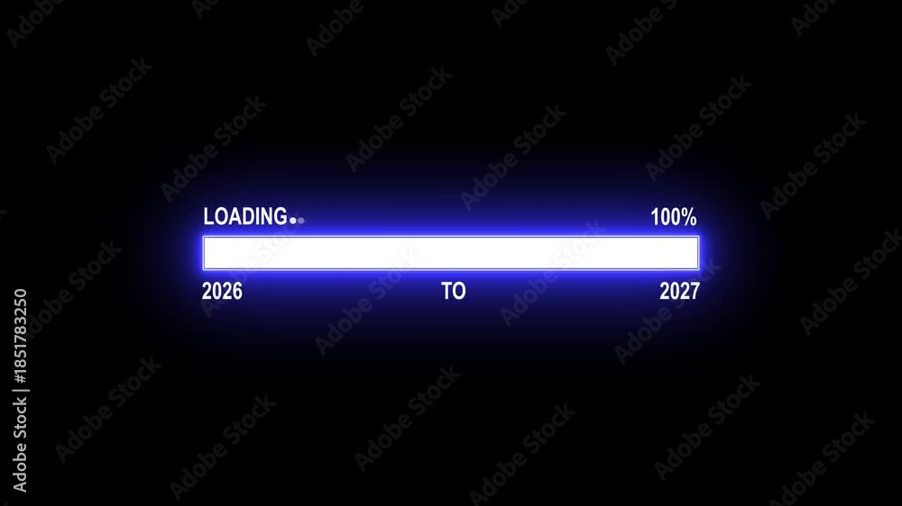 Loading Bar Showing Progress From Year 2026 To 2027 With 100 Percent ...