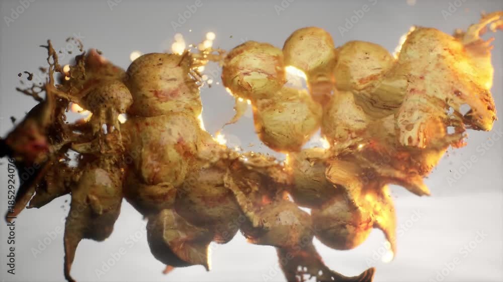 3D Representation of Fat Cells Melting. Fat cells burning process under ...