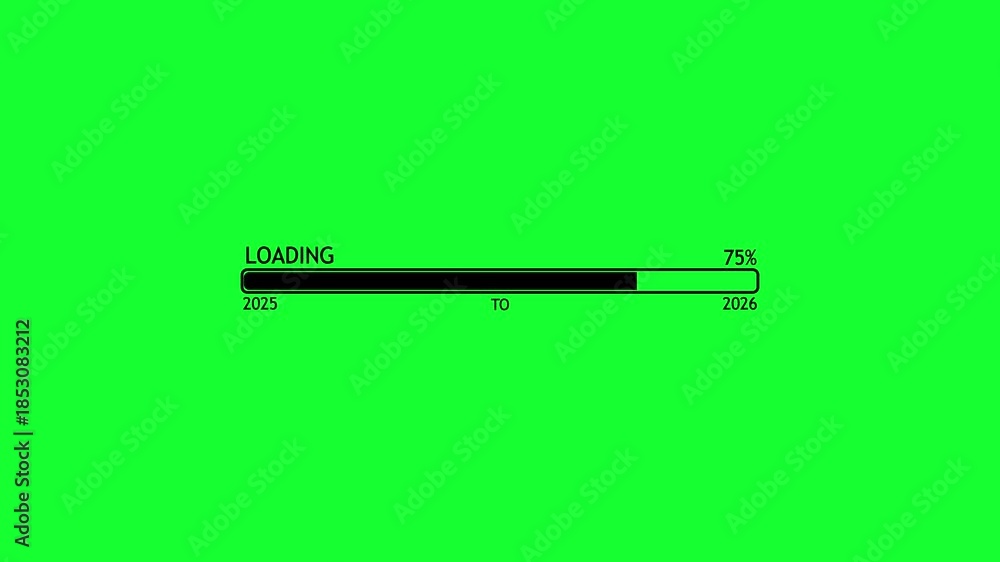 2025 to 2026 year changing animation bar .New year 2026 loading bar ...