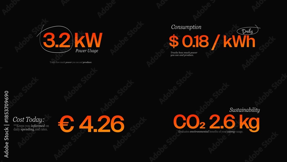 Energy Utility Counters Text Animations | Animated smart meter stats ...