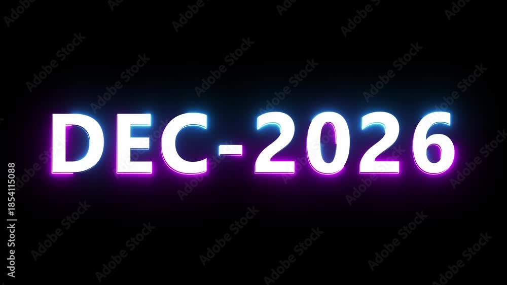 Neon December month text animation. Happy new year 2026 animation. Neon ...