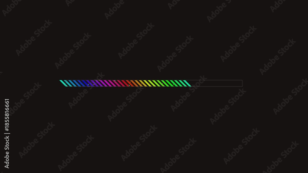 Loading progress bar animation shows movement across a colorful ...