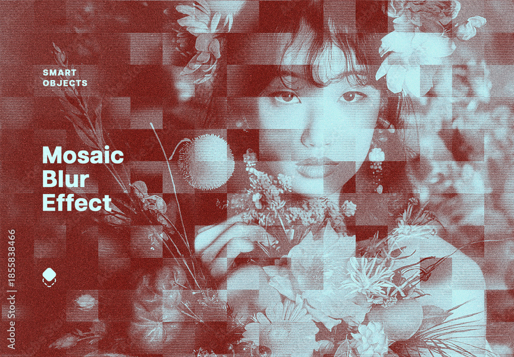 Retro Mosaic Blur Effect Mockup Stock Template | Adobe Stock