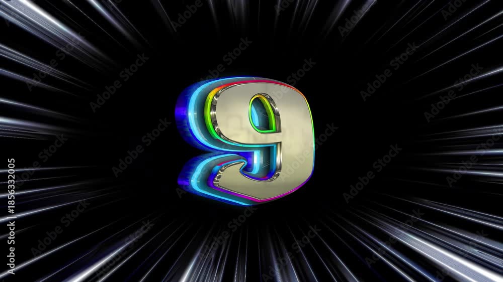 Number nine 3D text loop animation Stock 비디오 | Adobe Stock