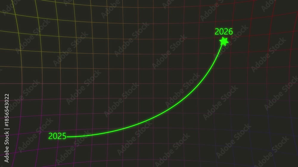 Arrow uploading animation transition from 2025 to 2026 with different ...