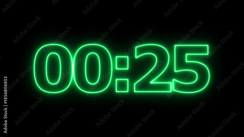 glowing neon 30 seconds timer countdown animation, countdown timer 5 ...