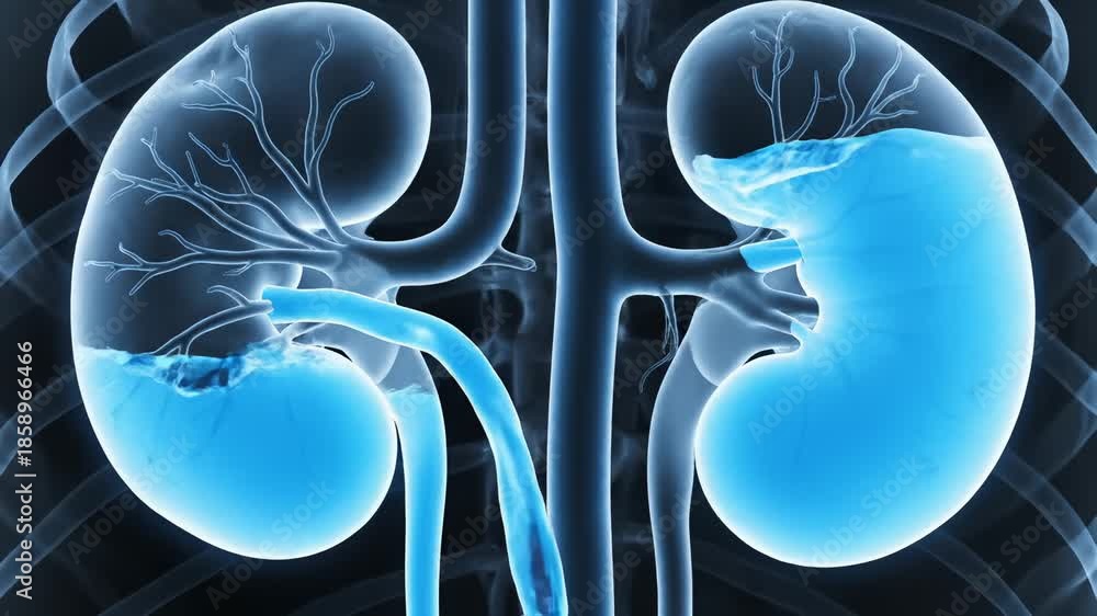 Kidney Filtration Process Showing Urine Formation in 3d Animation Stock ...