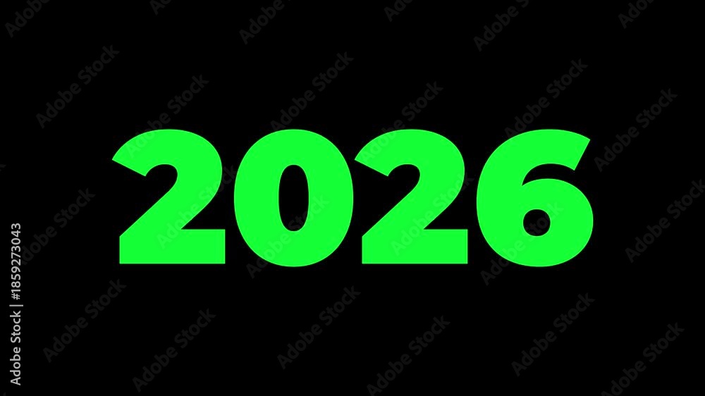 2026 Text Animation on Black Background. Festive design for New Years ...