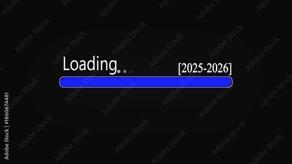 New year 2026 loading bar animation Year changing from 2025 to 2026 ...