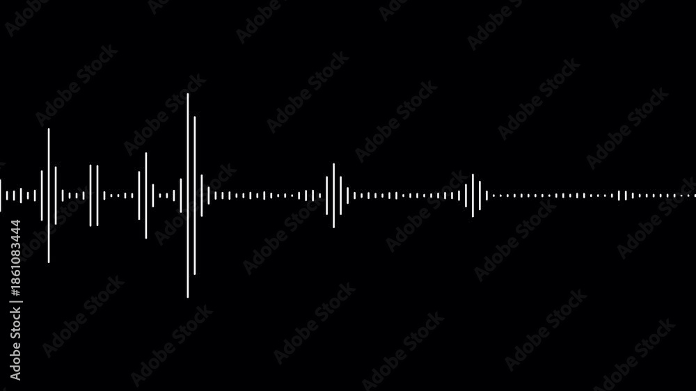 Audio visualiser- White audio waveform spectrum animation on black ...