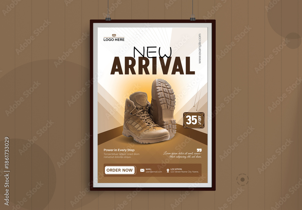 New Arrival Shoes Poster Design Stock Template | Adobe Stock