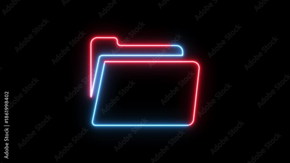 glowing neon Folder icon animation, Computer network file folder ...