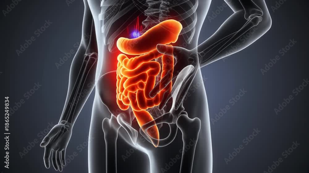 Human Intestine Anatomy Animation Showing Gastrointestinal Tract ...