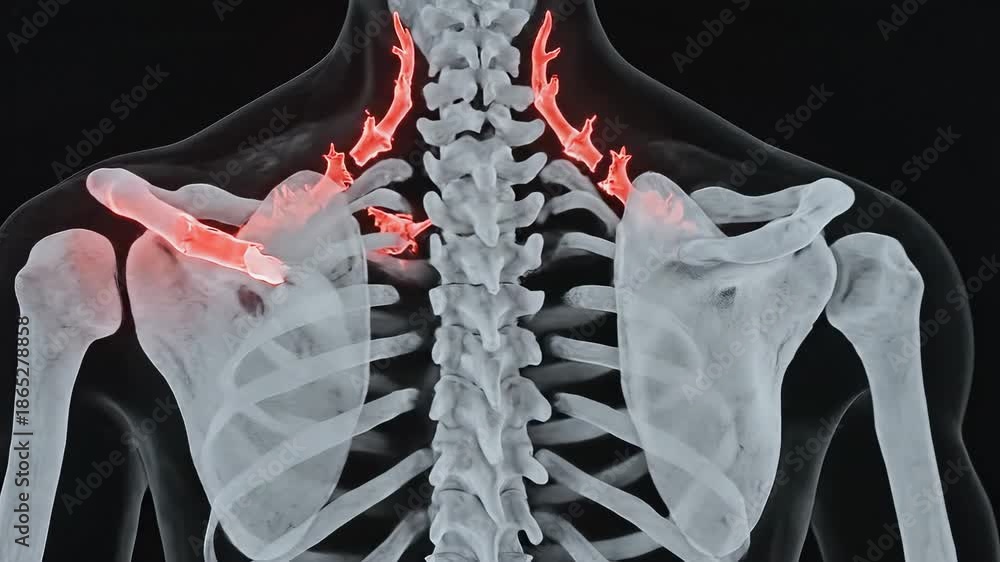 Detailed 3D medical animation illustrating severe pain and inflammation ...