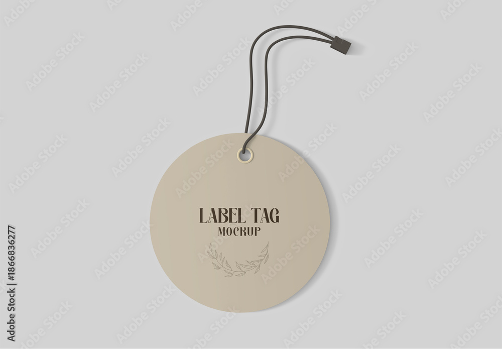Round Circle Label Mockup with String Stock Template | Adobe Stock