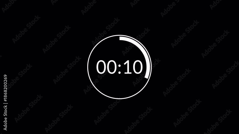 15 sec countdown timer animation on transparent background, fifteen ...