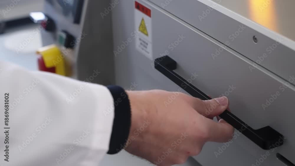 Silicon wafer secured in a metal dicing frame inside a precision ...