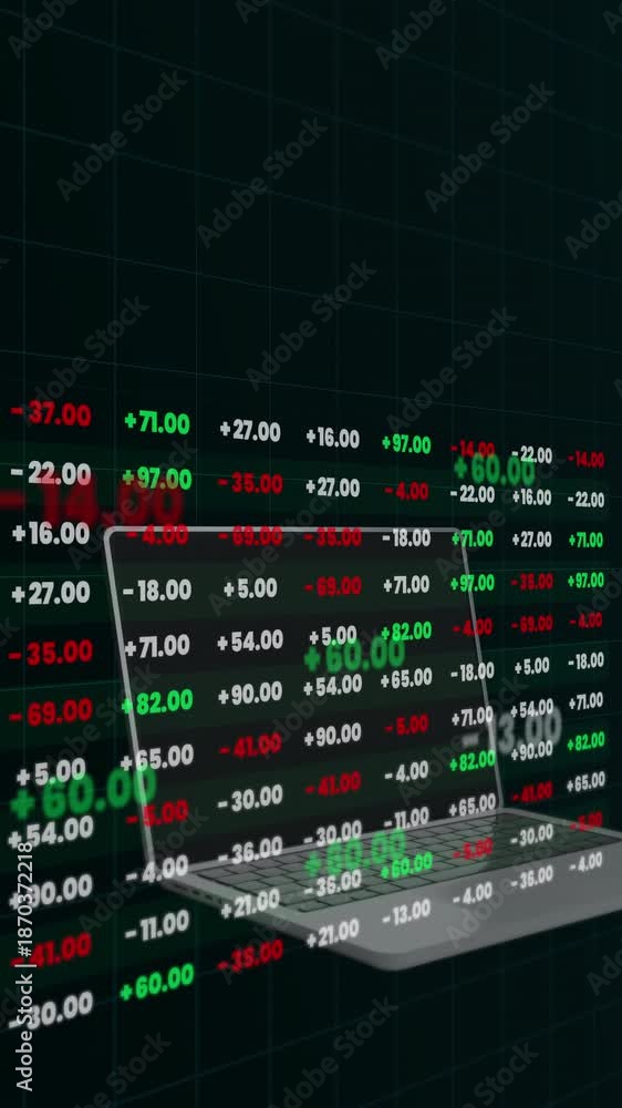 Laptop display featuring a detailed candlestick chart and asset price ...