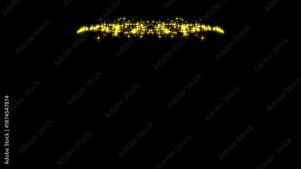 Gold glitter star particles create a sparkling square trail animation ...