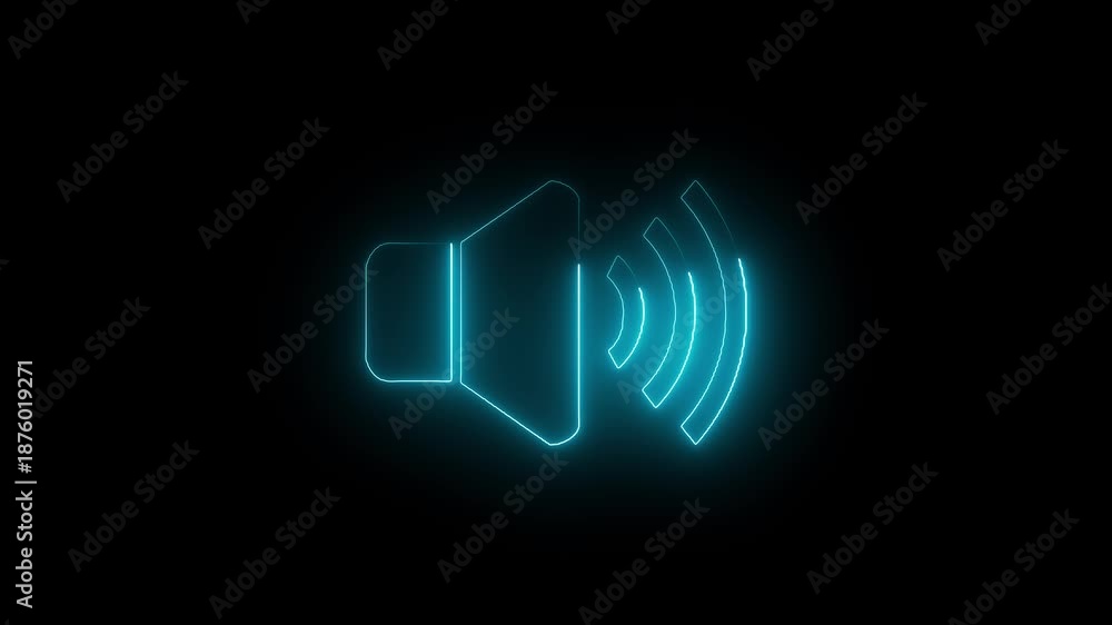 Neon megaphone icon animation neon light hand speaker animated party ...