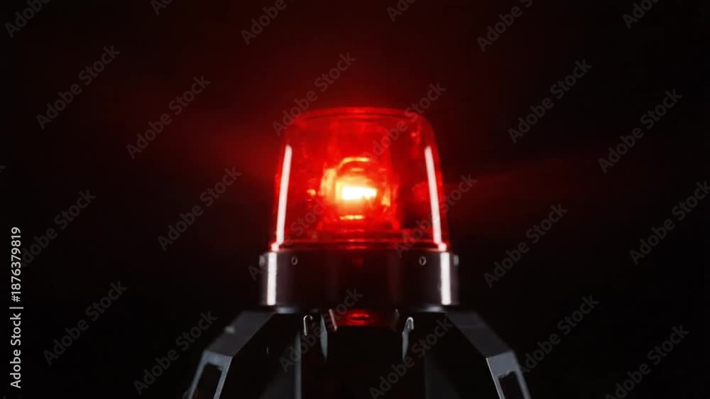 Red Siren A futuristic emergency siren light spinning and flashing red ...