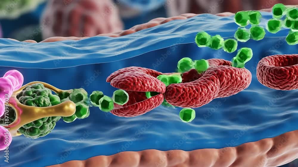 Detailed 3D medical animation illustrating the complex process of renal ...