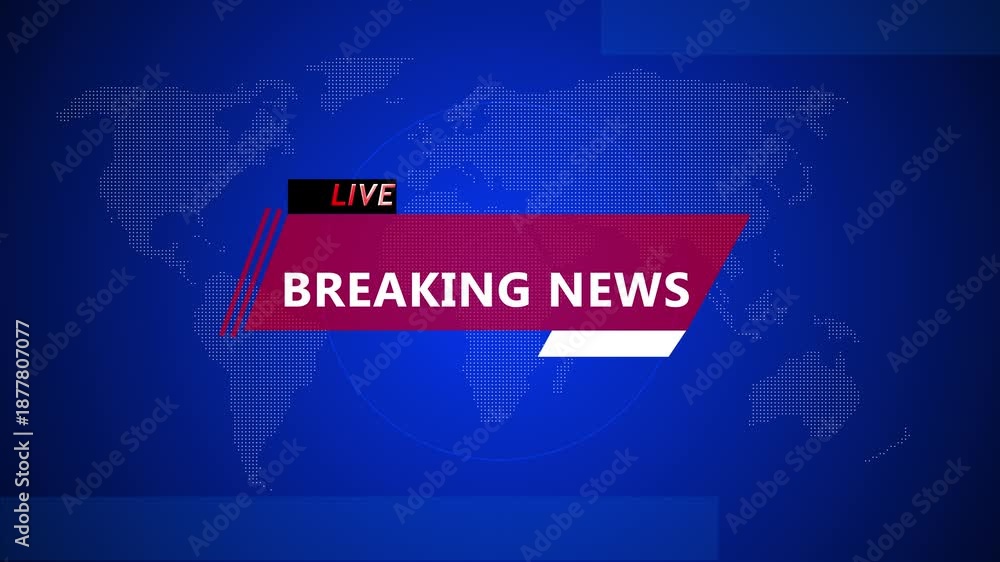 Modern breaking news studio with digital world map backdrop and urgent ...