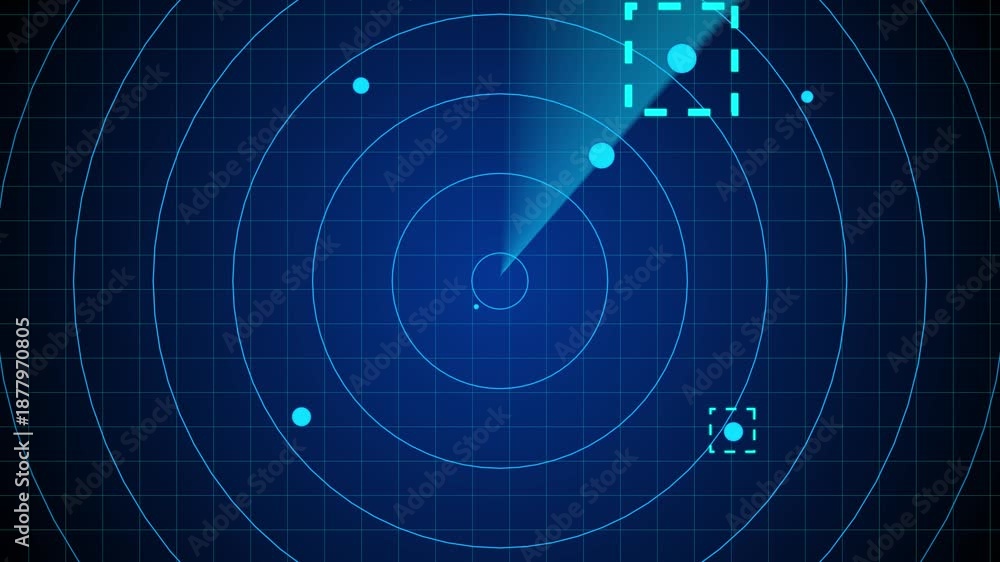Futuristic Radar Screen Display with map Animation On Black Background ...
