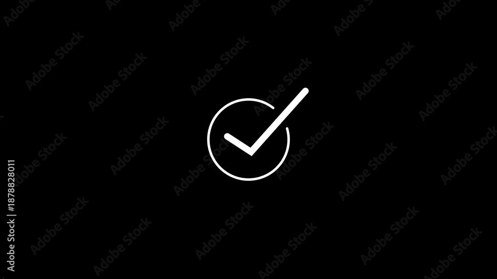 Check mark icon animation with approval symbol and confirmation sign ...