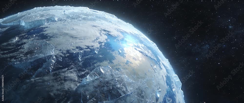 Frozen planet icy surface blue atmosphere frozen ocean alien world ...